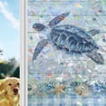 Blue Turtle Coastal Window Privacy Film Summer Starfish Beach Shell ...