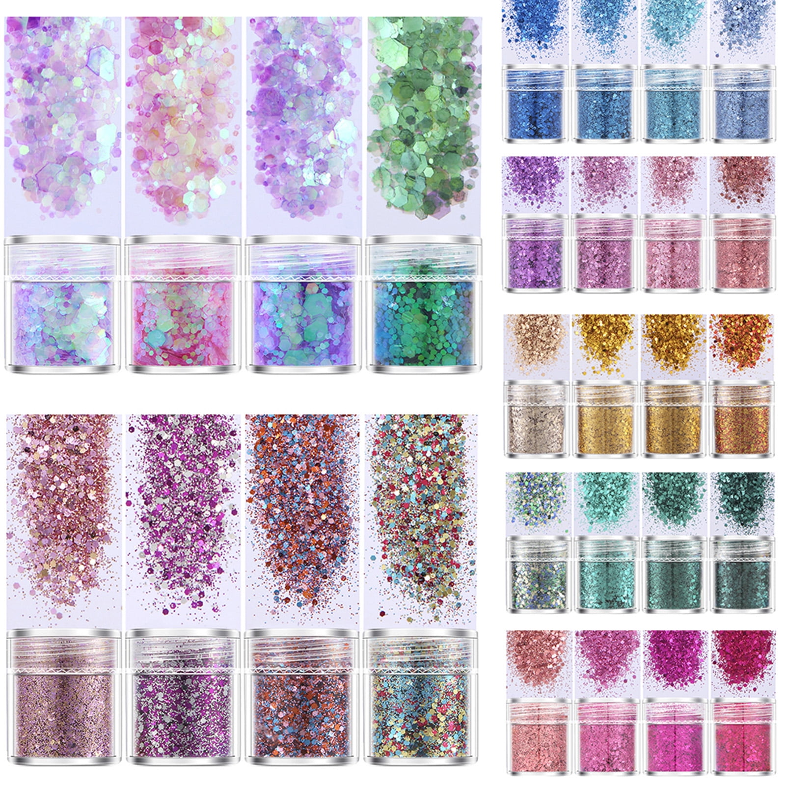 Kripyery 4 Boxes Nail Glitter Shining Easy Paste Sparkling Flash Non ...