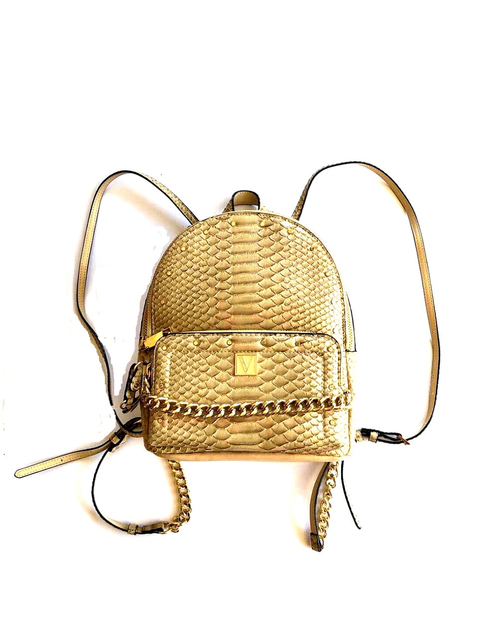 Victoria's Secret Tan Snake Skin Studs Mini Backpack Chain Zipper New ...