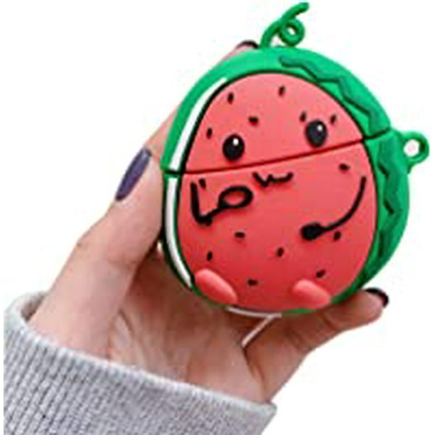 HTAIGUO 3D Summer Fresh Cute Fruits Pink Cheek Watermelon Design Airpods Case Creative Airpods ...
