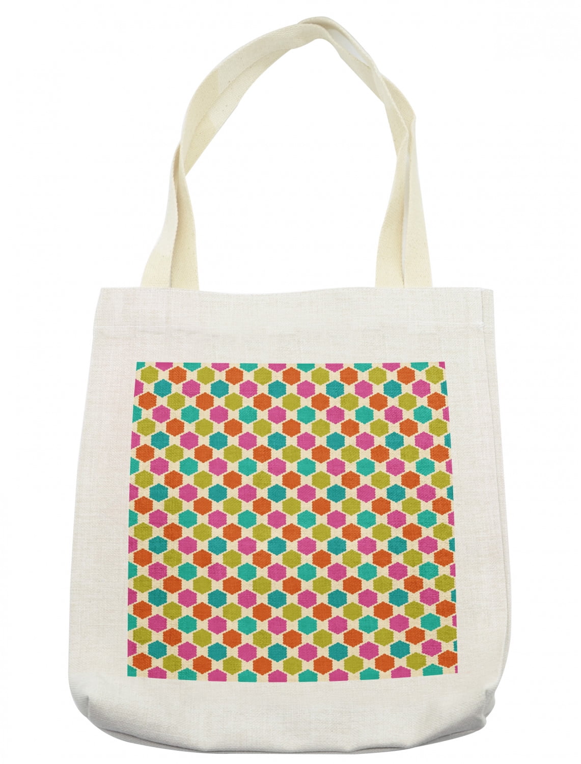 Colorful Tote Bag, Geometric Arrangement with Oval Honeycomb Pattern ...