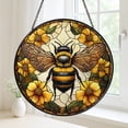 Bee and Flower Glass Window Decor, Decorative Hanging Light Catcher Art ...
