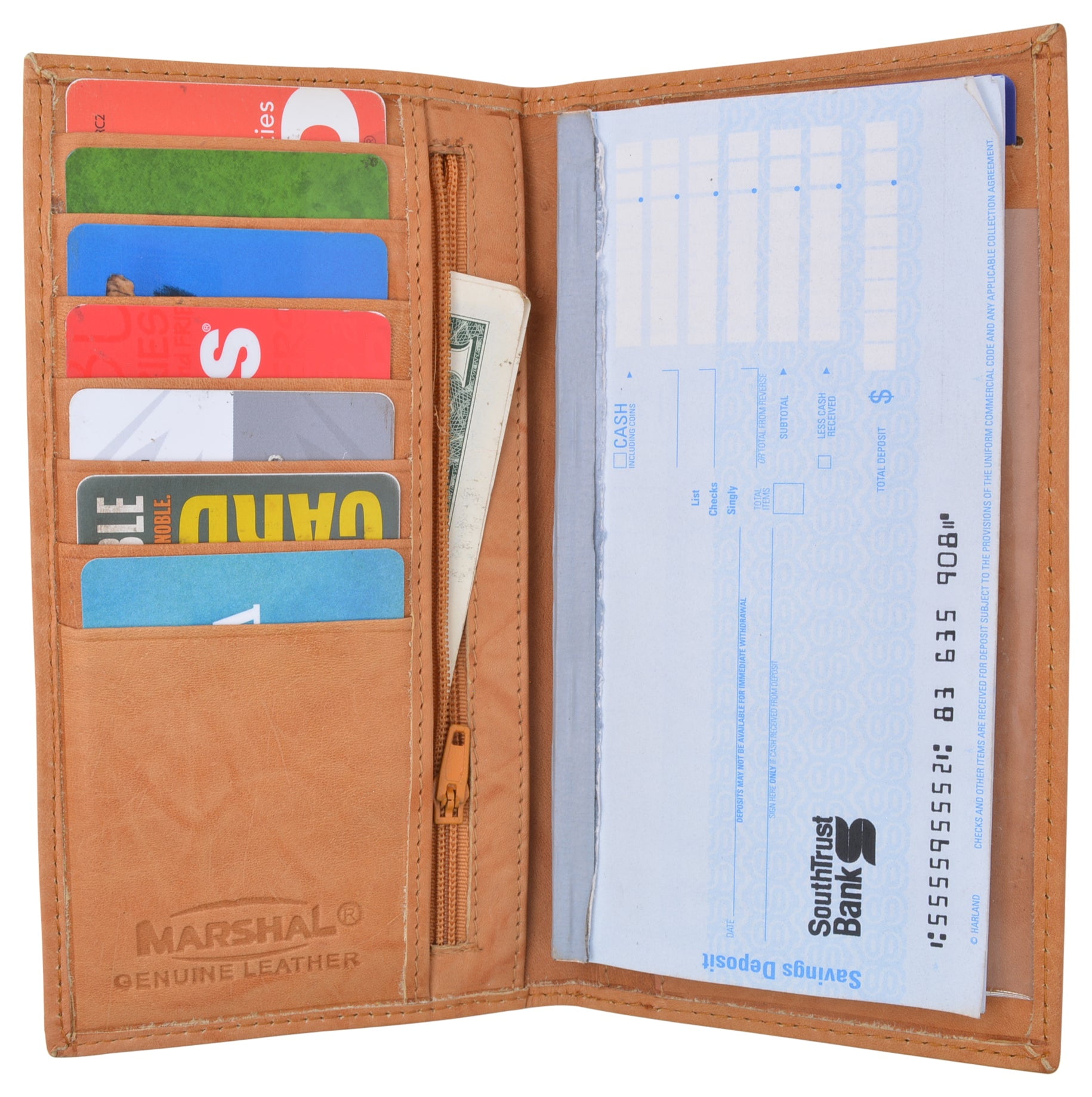 Genuine Leather Checkbook Cover Register Holder Slim Wallet for Men ...