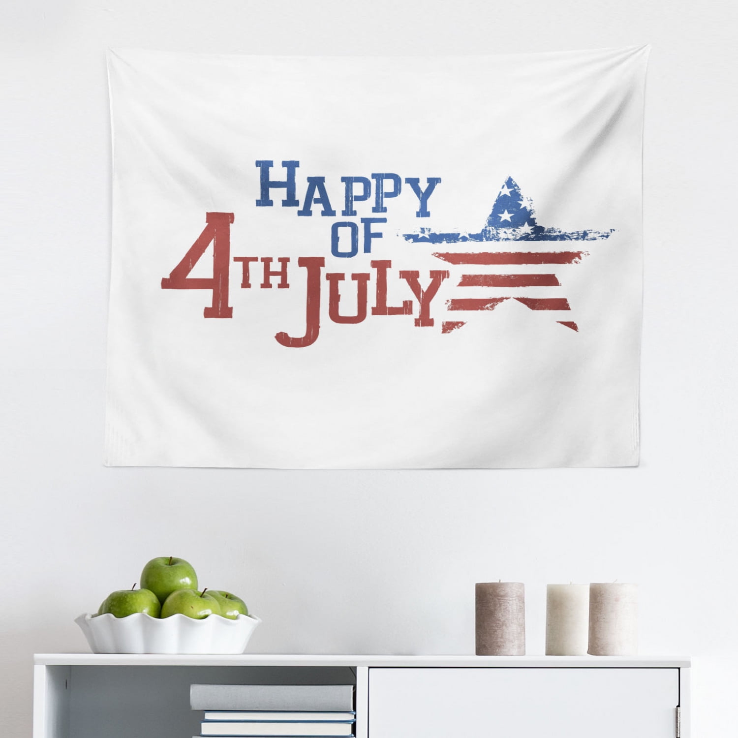 4th of July Tapestry, Sketch Style Liberty Grunge Stripes and Stars ...