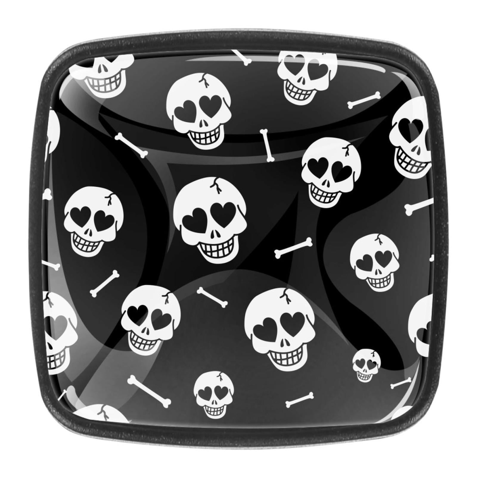 4 Pcs Square Cabinet Handle Cupboard Knob Drawer Pulls Handle Skull ...