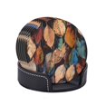 6-Piece Set Of Round Coasters Water-Resistant Leather Double-Sided Non ...