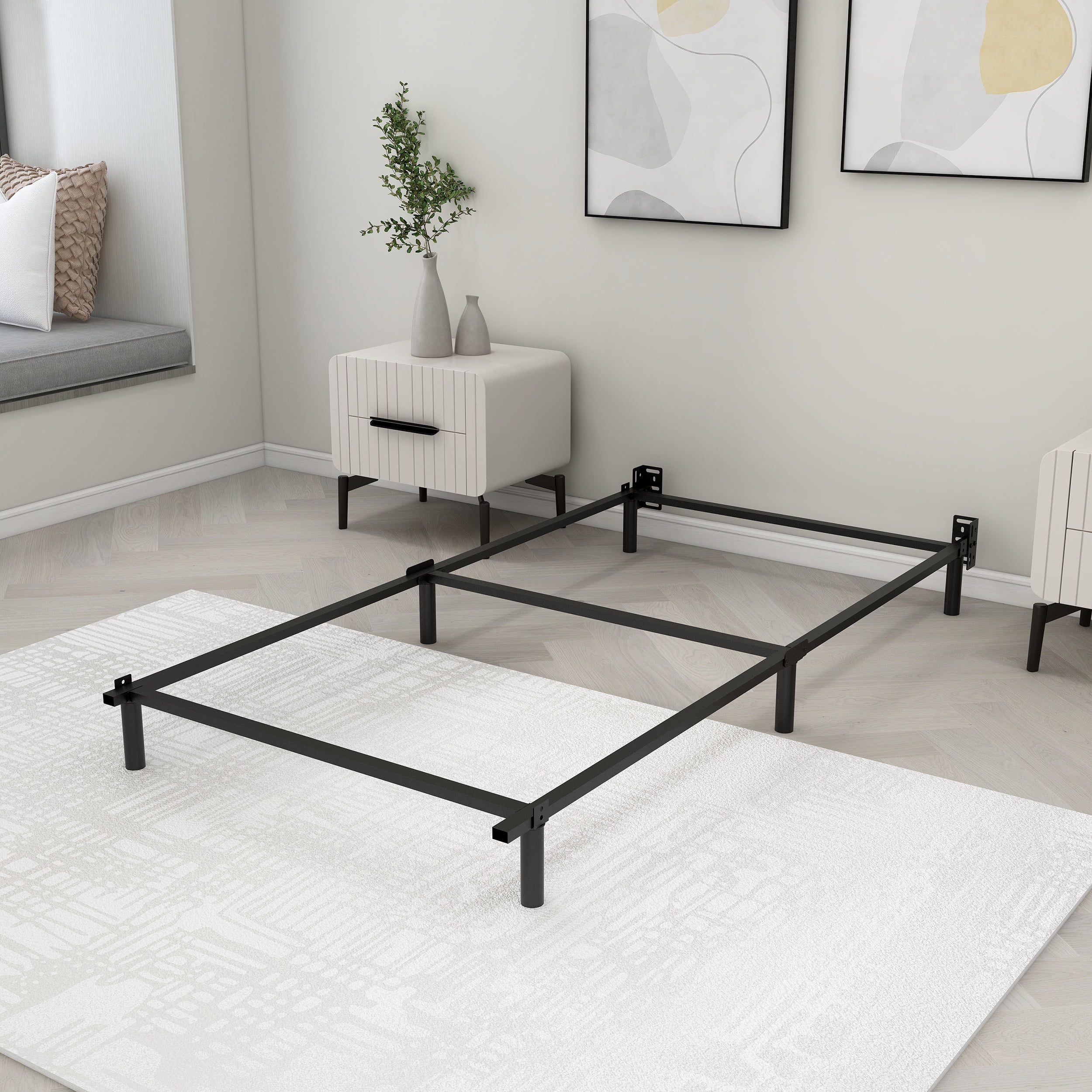 NNV 7" Metal Twin XL Bed Frame, 6-Leg Support, Base for Box Spring ...