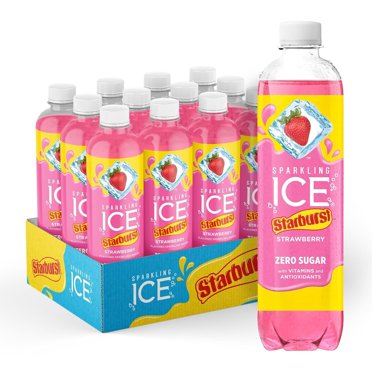 Sparkling Ice STARBURST Cherry, Zero Sugar, Fizzy Flavor, Low Calorie, 17 fl oz (Pack of 12 ...