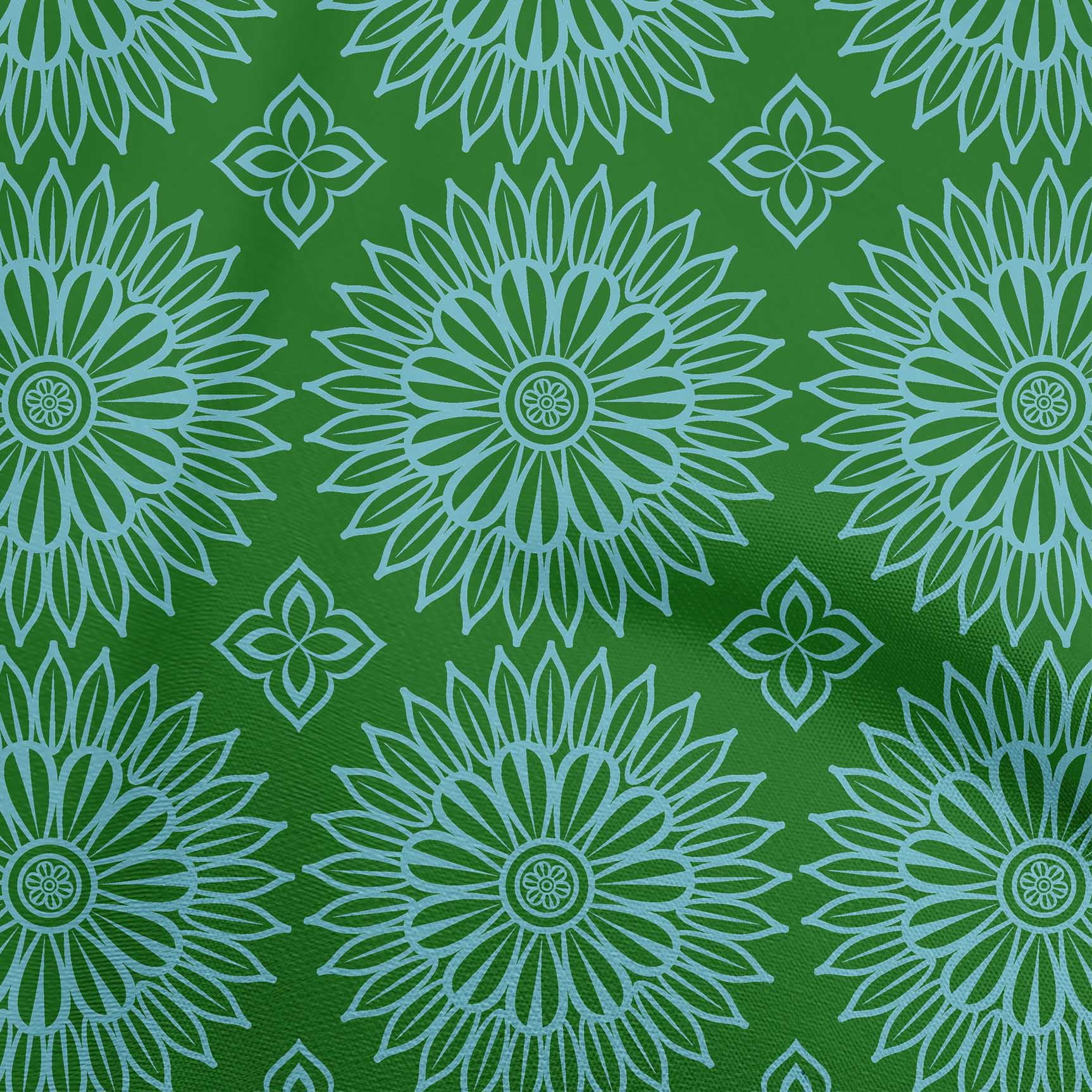 oneOone Polyester Spandex Green Fabric Asian Block Sewing Fabric By The ...