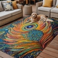 Abstract Colorful Outdoor Rug, Peacock Feather Diamond Art Non-Slip ...