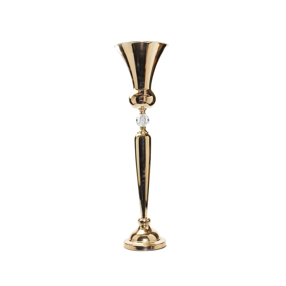 Tall Metal Trumpet Gourd Vase with Diamond Accent, Gold, 34-3/4-Inch ...
