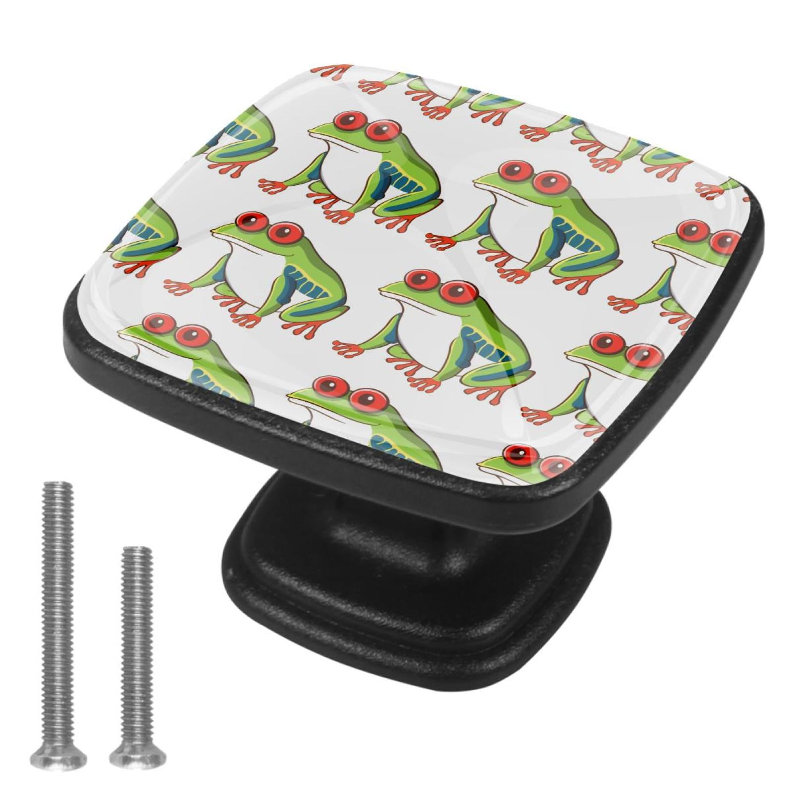 4 Pcs Cabinet Handle Drawer Pulls Frog Knobs with Screws Square ...