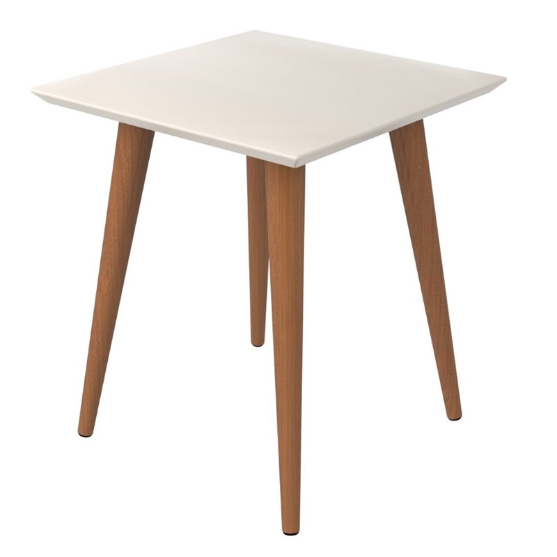 Utopia 19.68" High Square End Table With Splayed Wooden Legs in Off ...