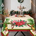 Rectangle Christmas Tablecloth,Poinsettia Holly Pine Cone Christmas ...