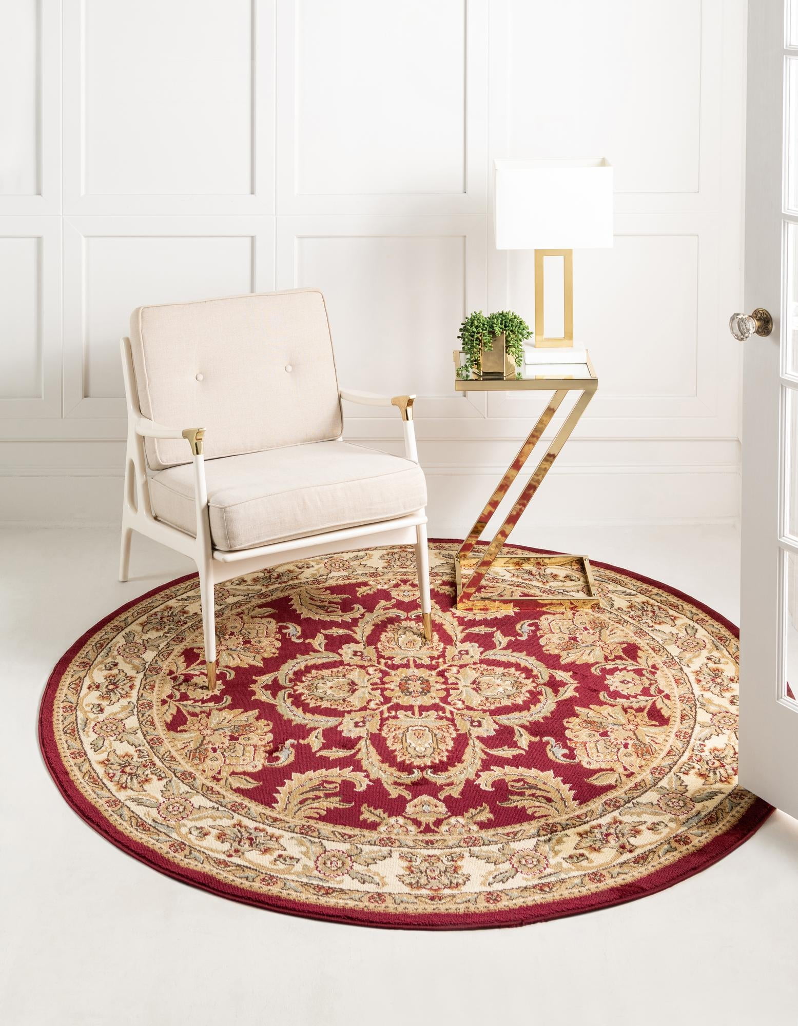 Rugs.com Aditi Collection Rug – 6' Round Red Low Rug Perfect For ...
