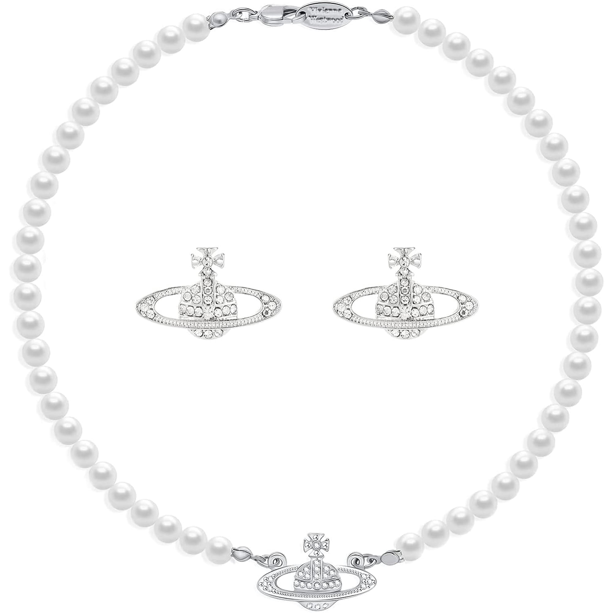 Click here for Laicaiw Silver Saturn Pearl Necklace White Pearl C... prices