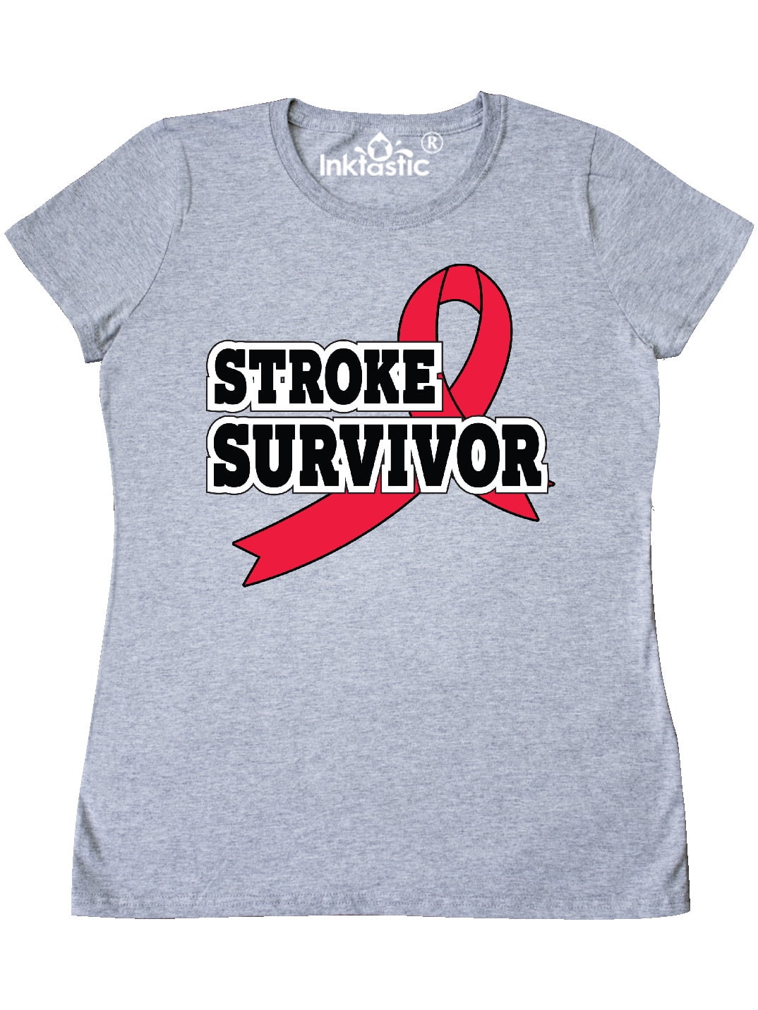 Inktastic Stroke Survivor with Red Ribbon Women's T-Shirt - Walmart.com