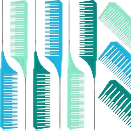 SHTUUYINGG9 Pieces 3 Sizes Highlighting Comb Set Weaving Dyeing Combs ...