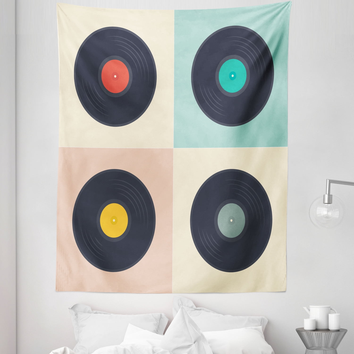 Muted Colors Tapestry, Music Themed Pastel Pop Art Influenced Record ...