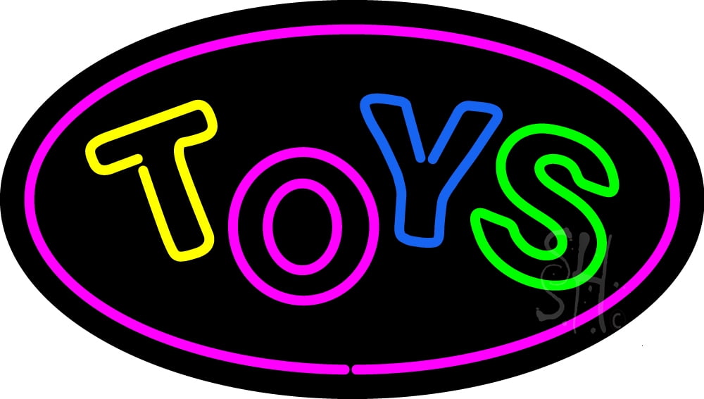 Toys Oval Purple LED Neon Sign 13 x 24 - inches, Black Square Cut ...