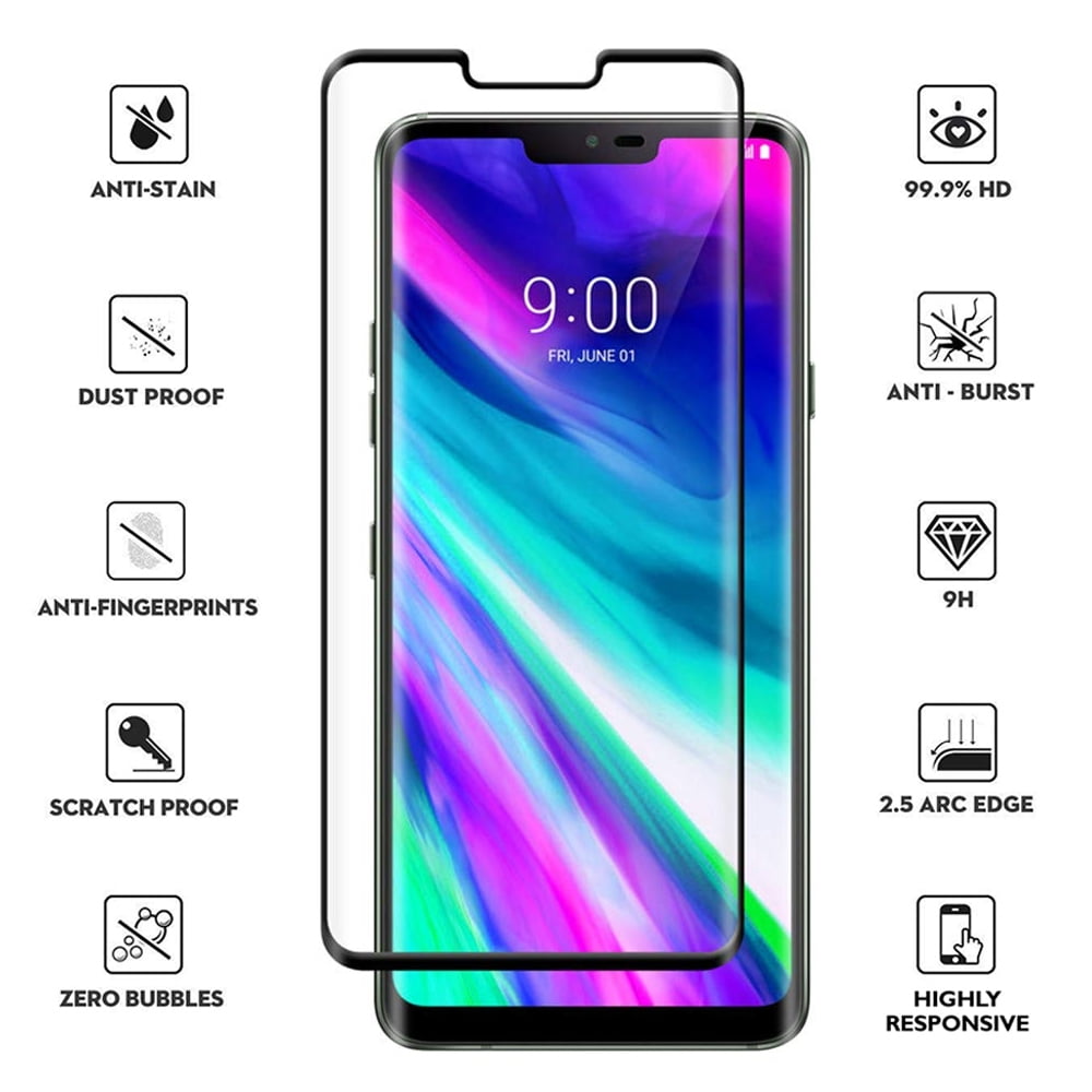 LG G8 ThinQ 5D Curved Tempered Glass Screen Protector Black - Walmart.com