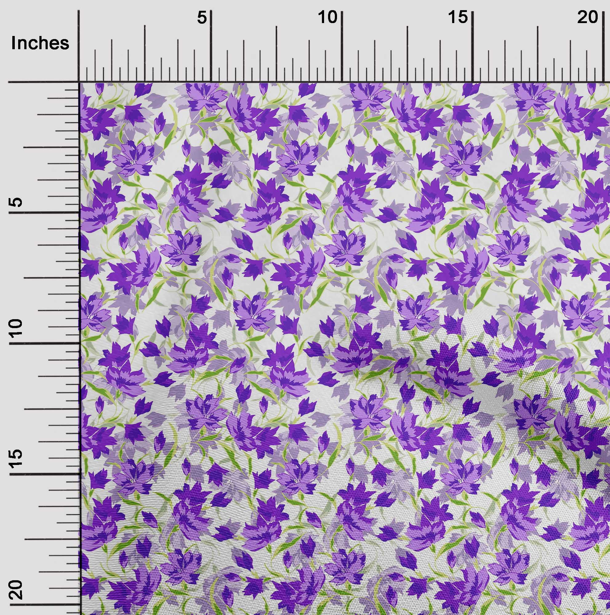 oneOone Cotton Flex Violet Fabric Leaves & Floral Artistic Sewing ...