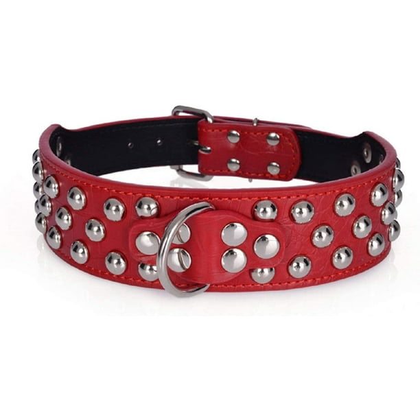 IGUOHAO Pet 3 Rows Silver Rivets Round Spiked Studded Leather Dog ...