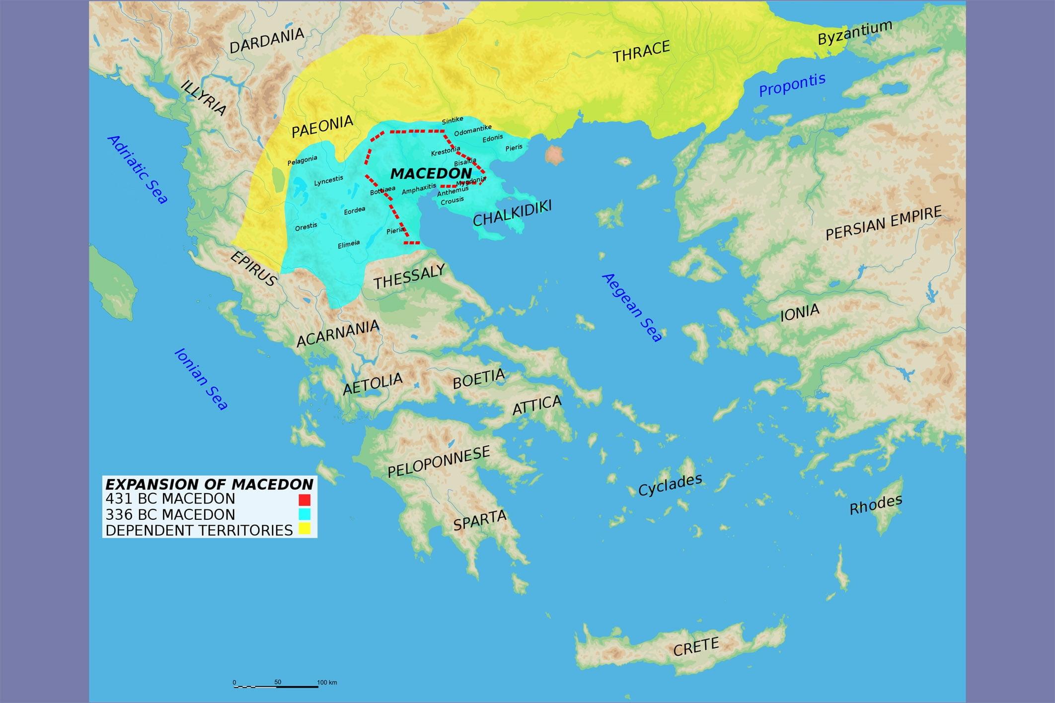 24x36 gallery poster, Map of Expansion of Macedon under Philip II of ...