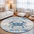 Blue Crab Coastal 4FT Round Area Rugs Summer Starfish Beach Coral Shell ...