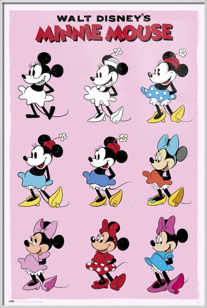 Minnie Mouse - Framed Disney Poster (The Evolution Of Minnie Mouse Over ...