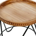 DecMode 17" x 19" Black Metal Beaded Accent Table with Brown Wood Tops ...