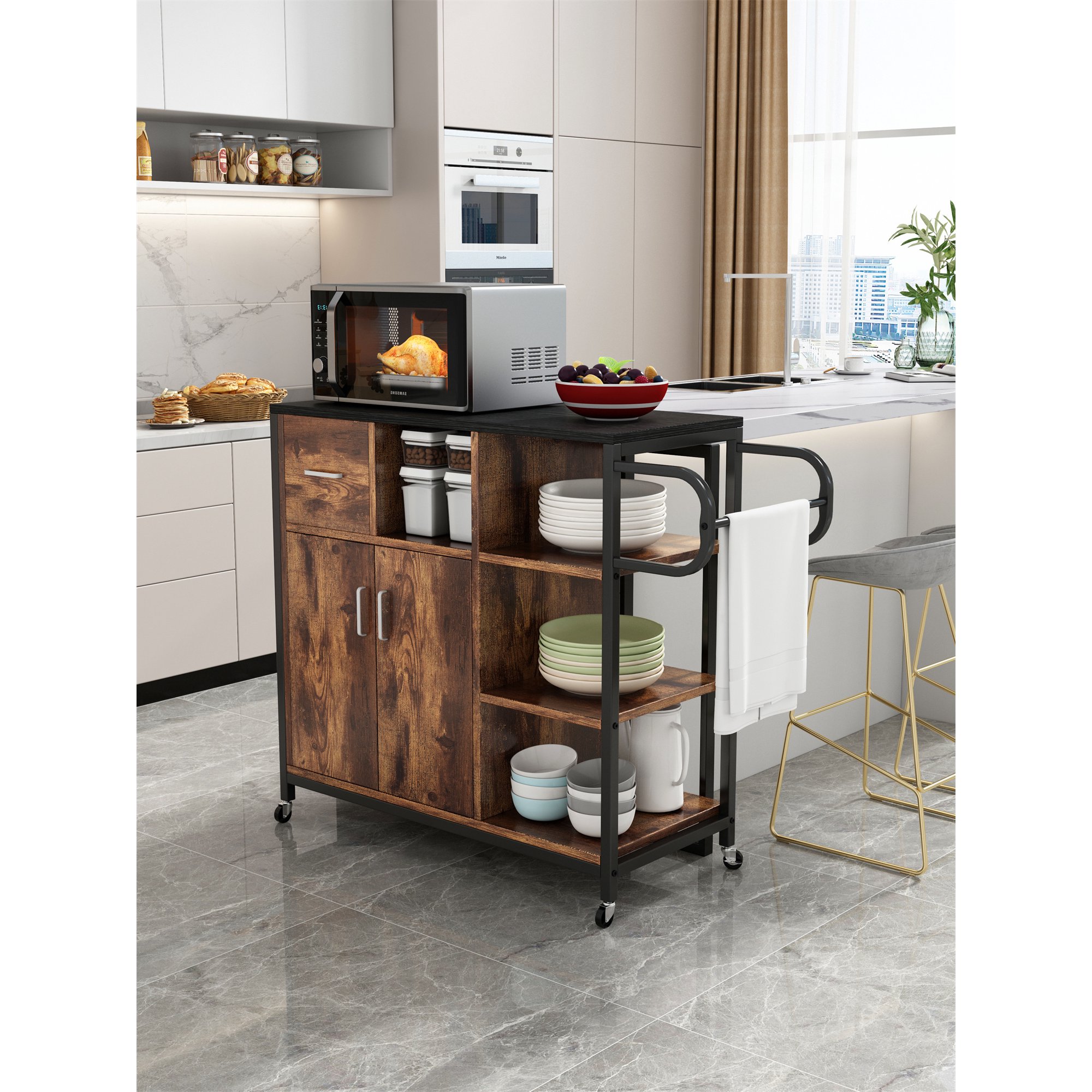 Brown Small Kitchen Storage Cabinets