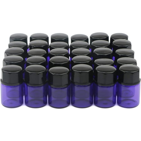 30 Pack 2ml 5/8 dram Oil Bottles for Essential Oils Mini Purple Thick ...