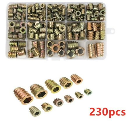 YERDGARY 230 Pcs M4 M5 M6 M8 M10 Hex Nuts with Threaded Inserts, Zinc ...