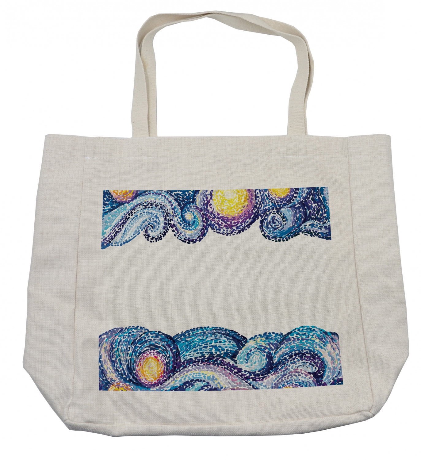 Starry Night Shopping Bag, Dots Wave Design with Watercolor Brush ...