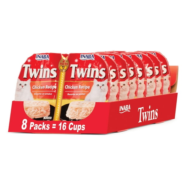 Inaba Twins Wet Cat Topper Cups, 1.23 oz Serving, 16 Servings, Chicken ...