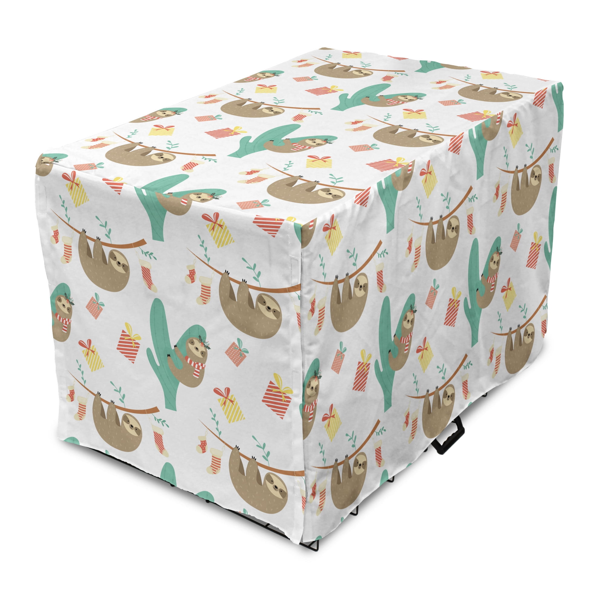 Christmas Dog Crate Cover, Pattern of Sloths Holiday Socks and Gift ...