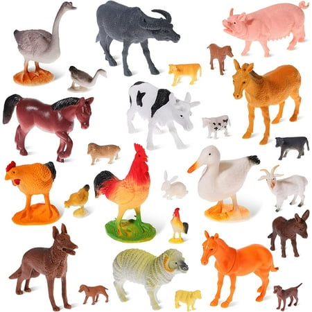 Lepai 26 Packs Large Farmyard Animal Figurines Realistic PVC Plastic ...
