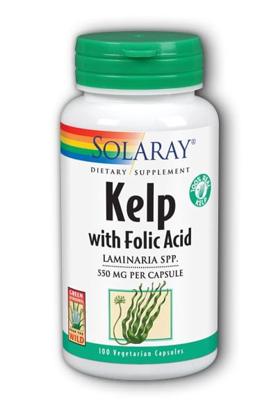 Solaray Kelp 550 mg with Folic Acid for Healthy Thyroid Function ...