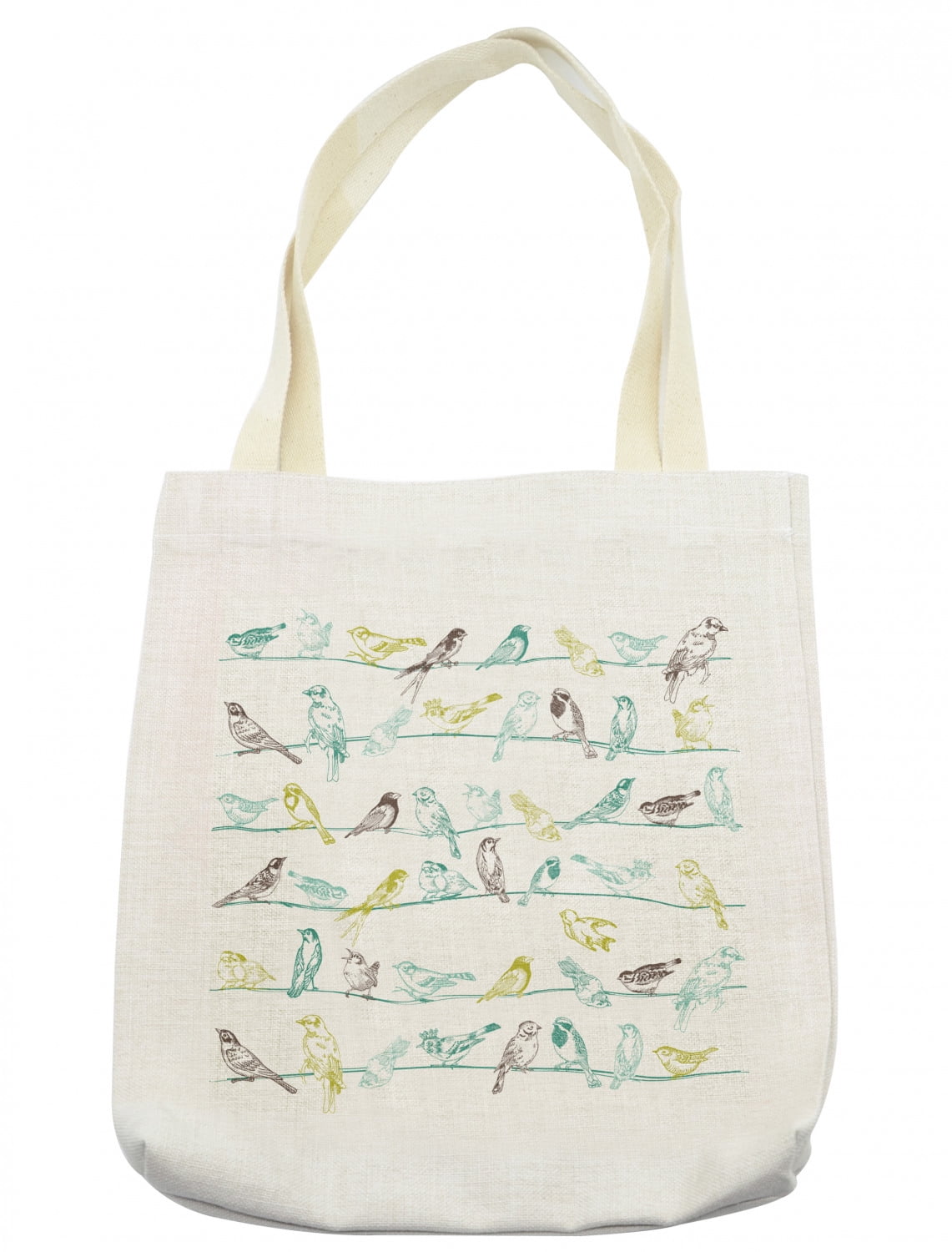 Birds Tote Bag, Various Type of Birds Sitting and Chirping on Wires ...