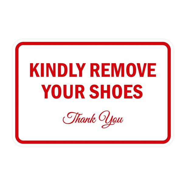 Classic Framed Kindly Remove Your Shoes (White/Red) - Medium - Walmart.com