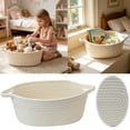 1-4PC Small Beige Basket with Handles Woven Rope Storage Basket for ...