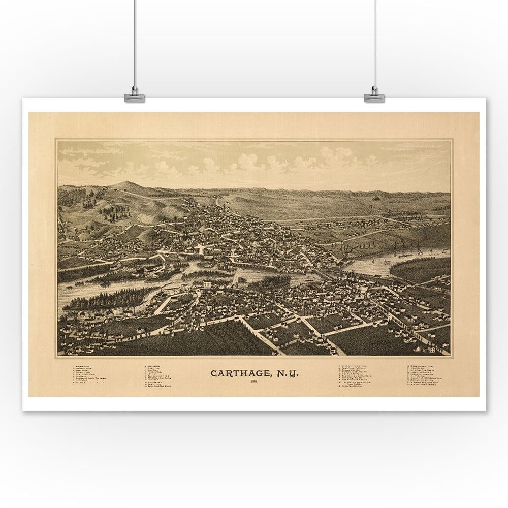 Carthage, New York - Panoramic Map (12x18 Art Print, Wall Decor Travel ...