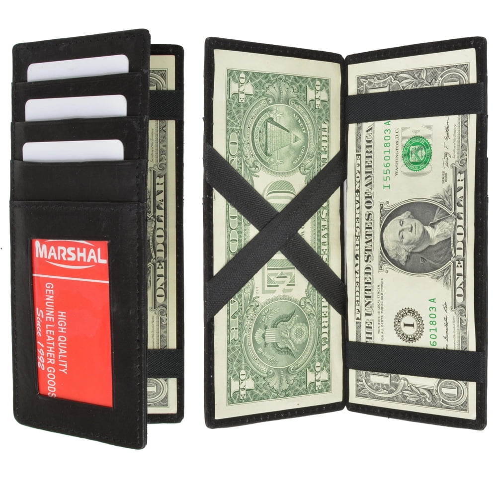 Mens Leather Magic Wallet ID Window Credit Cards Clip Money Holder ...