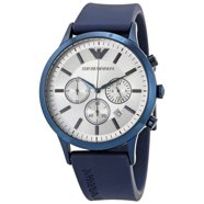 Emporio Armani Men's Classic Chronograph Cream Face Brown Leather Strap ...
