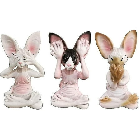 Ghyt Set Of 3 Wise Sphynx Cat Statue See Hear Speak No Evil Zen ...