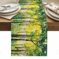 Birch Tree Table Runner, Spring Summer Art Forest Yellow Green Leaf ...