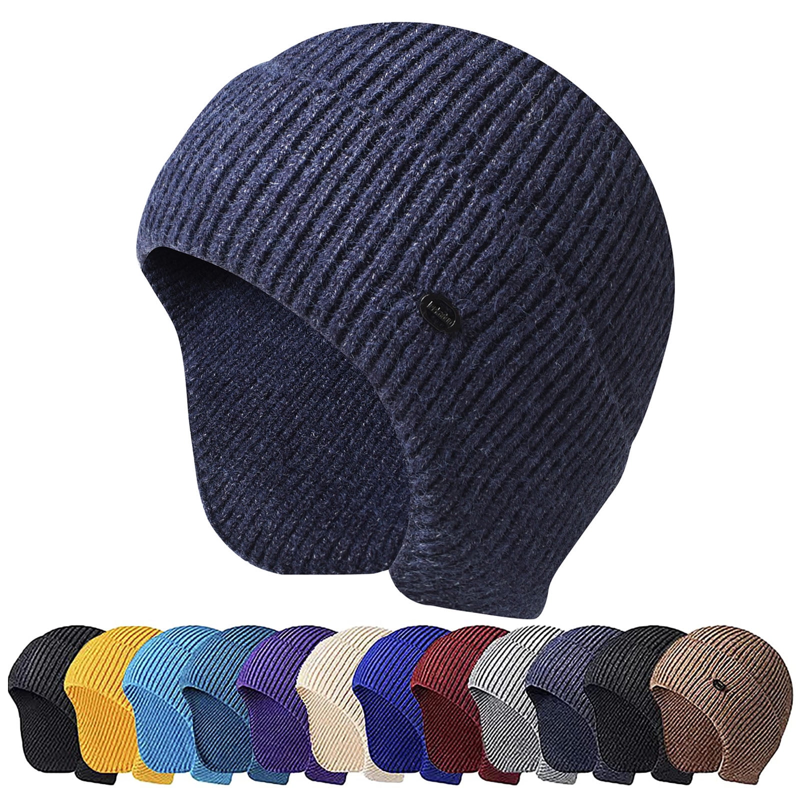 ZOELNIC Mens Slouchy Beanie Hats Foldable Knit Skull Caps with Ear ...