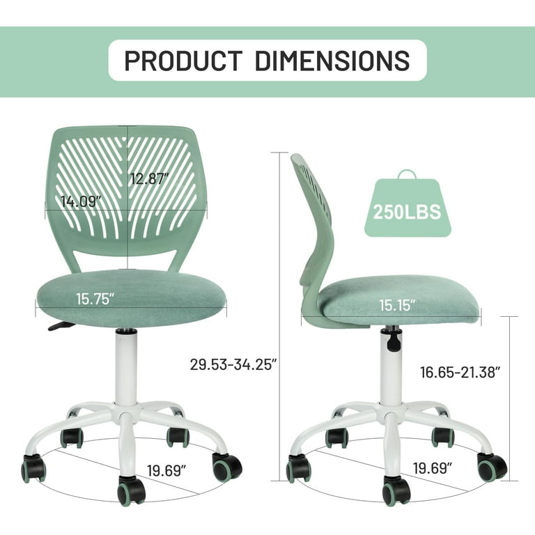 Armless Office Chair, Small Desk Chair Adjustable Swivel Mesh Computer ...
