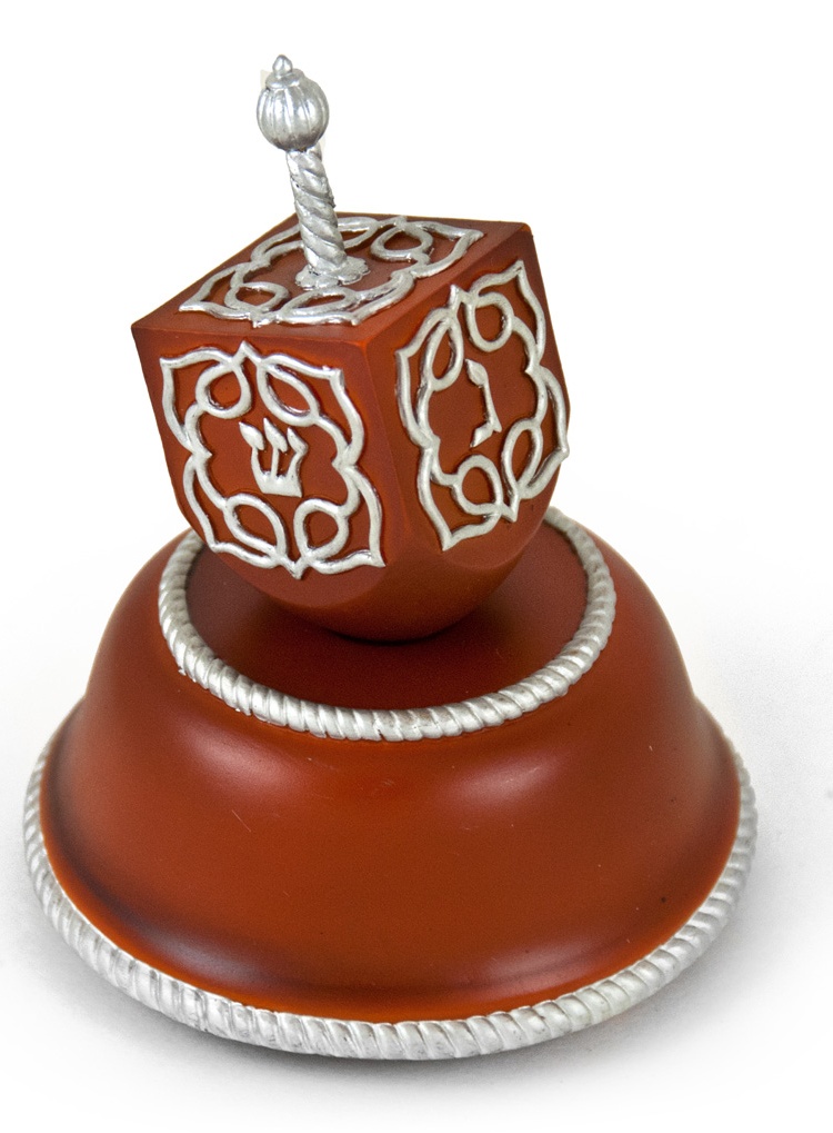 Festive Musical Dreidel With Silver Accents on Wooden Base - Twinkle ...